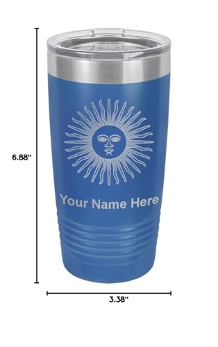 LaserGram 20oz Vacuum Insulated Tumbler Mug, Flag of Argentina, Personalized Engraving Included (Dark Blue)