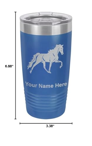 LaserGram 20oz Vacuum Insulated Tumbler Mug, Horse, Personalized Engraving Included (Dark Blue)