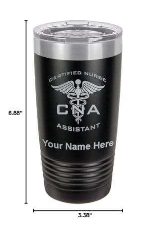 LaserGram 20oz Vacuum Insulated Tumbler Mug, CNA Certified Nurse Assistant, Personalized Engraving Included (Black)