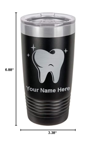 LaserGram 20oz Vacuum Insulated Tumbler Mug, Tooth, Personalized Engraving Included (Black)