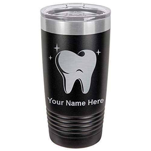LaserGram 20oz Vacuum Insulated Tumbler Mug, Tooth, Personalized Engraving Included (Black)