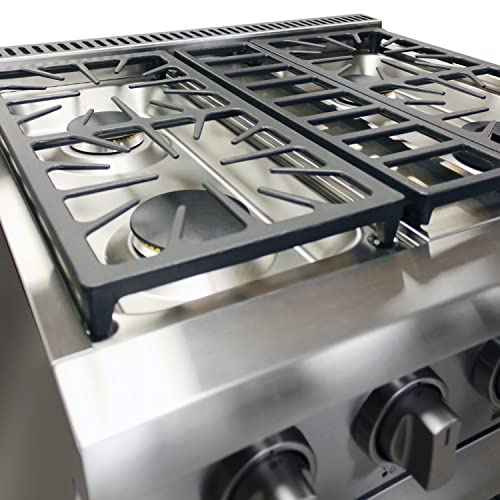 BRAMA Gas Range with 4 Burner Cooktop, Freestanding 30-Inch with Porcelain Convection Oven and Broil Function, Continuous Grates with Stainless Steel Construction, 4.2 Cu.Ft., Metallic