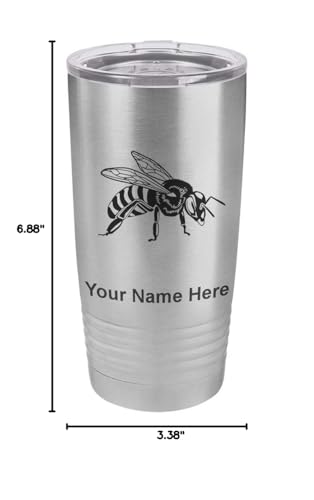 LaserGram 20oz Vacuum Insulated Tumbler Mug, Honey Bee, Personalized Engraving Included (Stainless Steel)