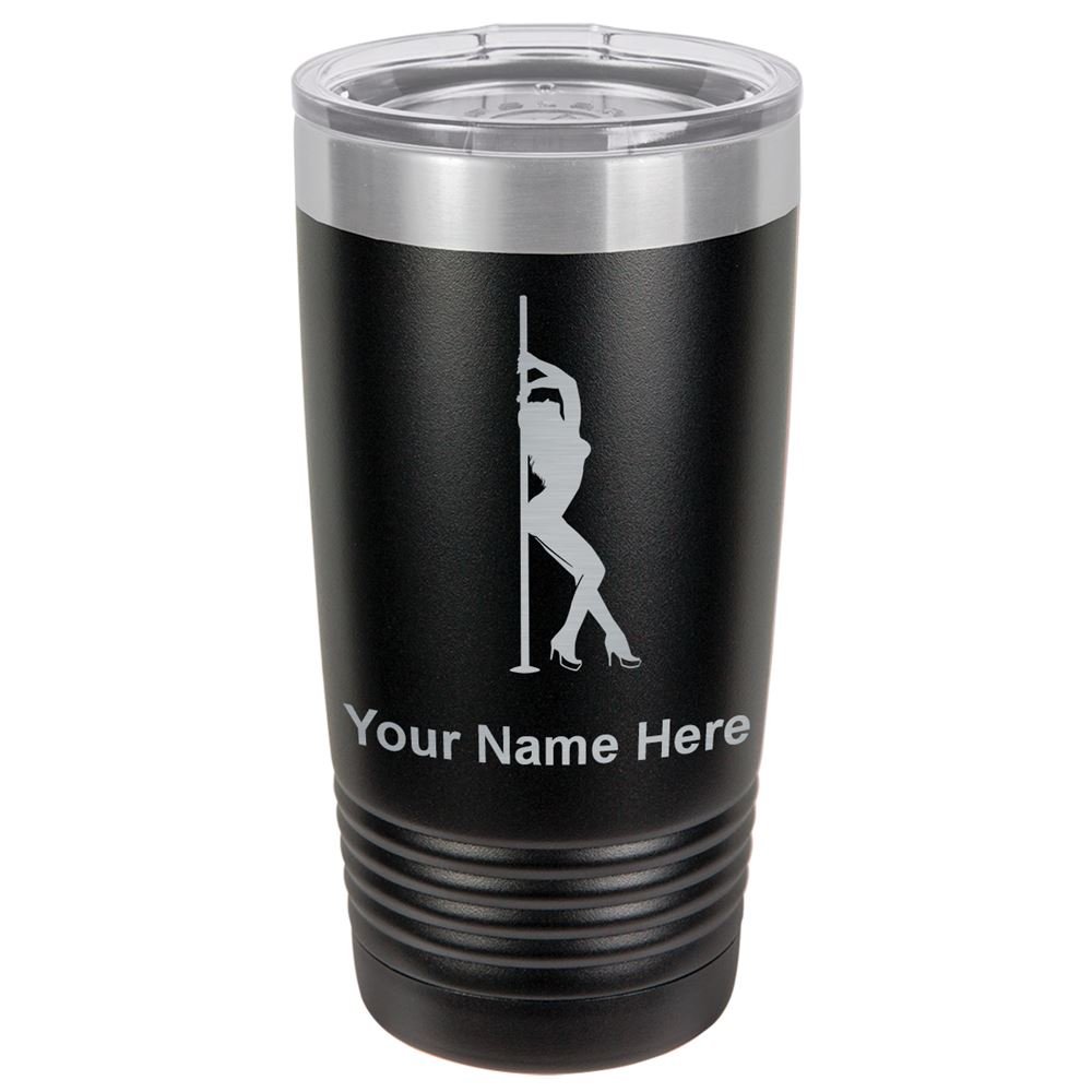 LaserGram 20oz Vacuum Insulated Tumbler Mug, Pole Dancer, Personalized Engraving Included (Black)