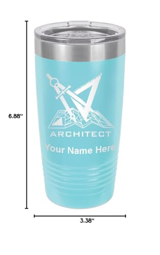 LaserGram 20oz Vacuum Insulated Tumbler Mug, Architect Symbol, Personalized Engraving Included (Light Blue)