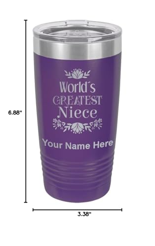 LaserGram 20oz Vacuum Insulated Tumbler Mug, World's Greatest Niece, Personalized Engraving Included (Dark Purple)