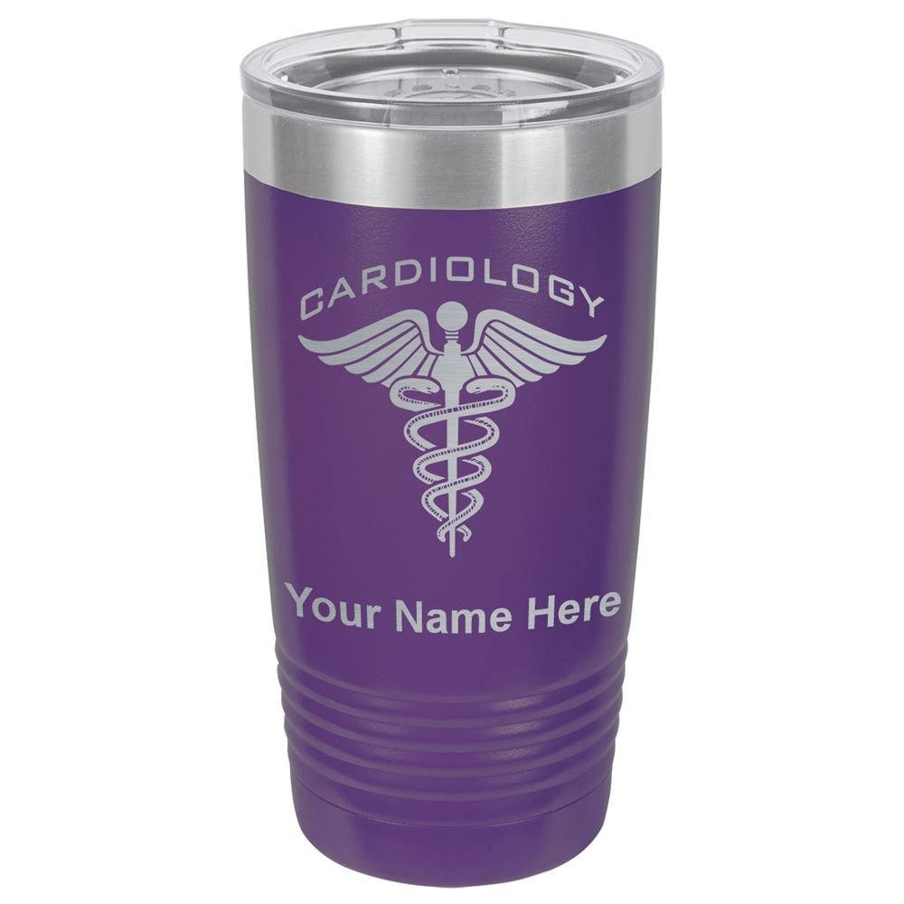 LaserGram 20oz Vacuum Insulated Tumbler Mug, Cardiology, Personalized Engraving Included (Dark Purple)
