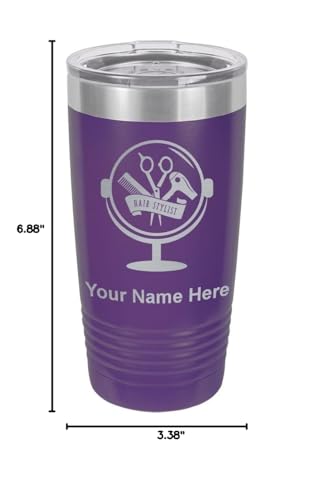 LaserGram 20oz Vacuum Insulated Tumbler Mug, Hair Stylist, Personalized Engraving Included (Dark Purple)