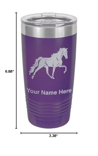 LaserGram 20oz Vacuum Insulated Tumbler Mug, Horse, Personalized Engraving Included (Dark Purple)