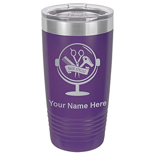 LaserGram 20oz Vacuum Insulated Tumbler Mug, Hair Stylist, Personalized Engraving Included (Dark Purple)