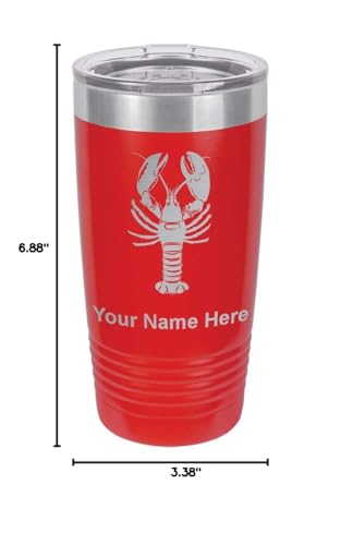 LaserGram 20oz Vacuum Insulated Tumbler Mug, Lobster, Personalized Engraving Included (Red)