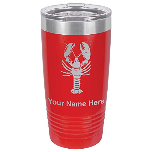LaserGram 20oz Vacuum Insulated Tumbler Mug, Lobster, Personalized Engraving Included (Red)