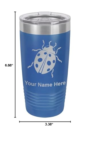 LaserGram 20oz Vacuum Insulated Tumbler Mug, Ladybug, Personalized Engraving Included (Dark Blue)