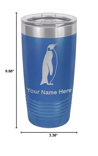 LaserGram 20oz Vacuum Insulated Tumbler Mug, Penguin, Personalized Engraving Included (Dark Blue)