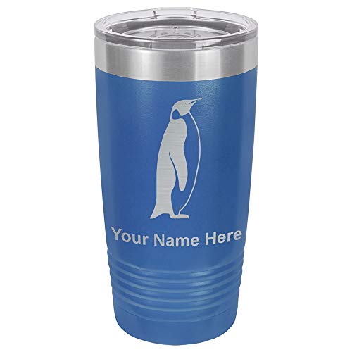 LaserGram 20oz Vacuum Insulated Tumbler Mug, Penguin, Personalized Engraving Included (Dark Blue)