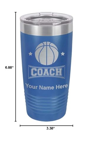LaserGram 20oz Vacuum Insulated Tumbler Mug, Basketball Coach, Personalized Engraving Included (Dark Blue)