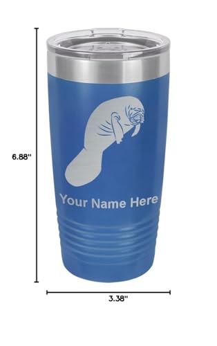 LaserGram 20oz Vacuum Insulated Tumbler Mug, Manatee, Personalized Engraving Included (Dark Blue)
