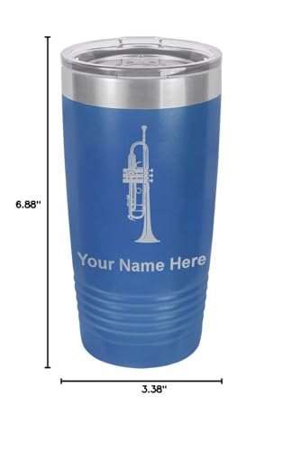 LaserGram 20oz Vacuum Insulated Tumbler Mug, Trumpet, Personalized Engraving Included (Dark Blue)