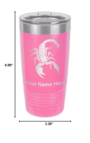 LaserGram 20oz Vacuum Insulated Tumbler Mug, Scorpion, Personalized Engraving Included (Pink)