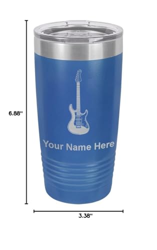LaserGram 20oz Vacuum Insulated Tumbler Mug, Electric Guitar, Personalized Engraving Included (Dark Blue)
