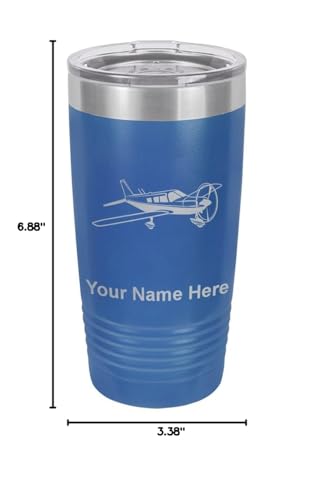 LaserGram 20oz Vacuum Insulated Tumbler Mug, Low Wing Airplane, Personalized Engraving Included (Dark Blue)