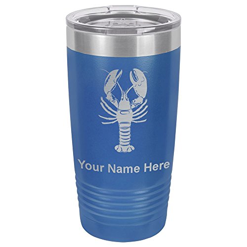 LaserGram 20oz Vacuum Insulated Tumbler Mug, Lobster, Personalized Engraving Included (Dark Blue)