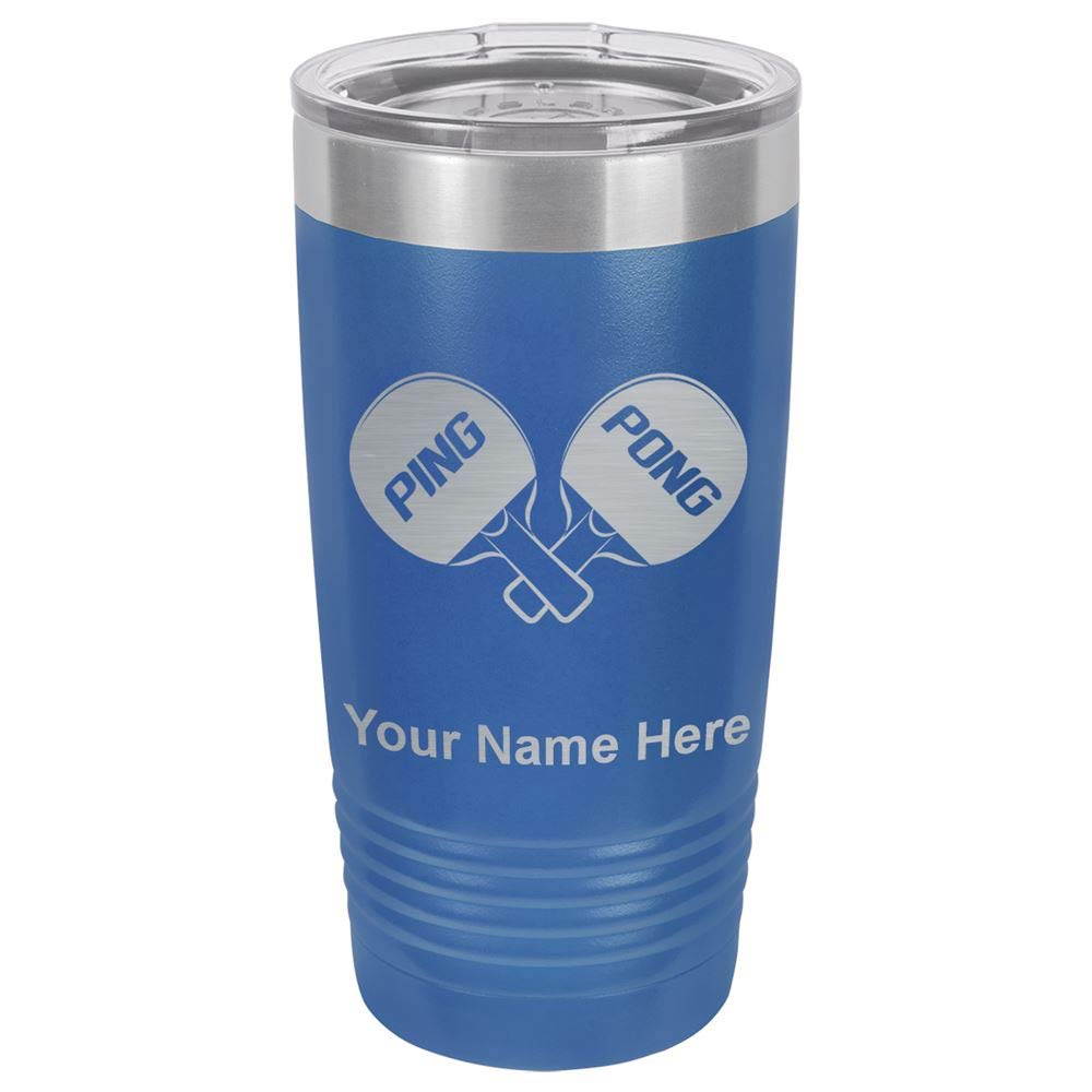 LaserGram 20oz Vacuum Insulated Tumbler Mug, Ping Pong Paddles, Personalized Engraving Included (Dark Blue)