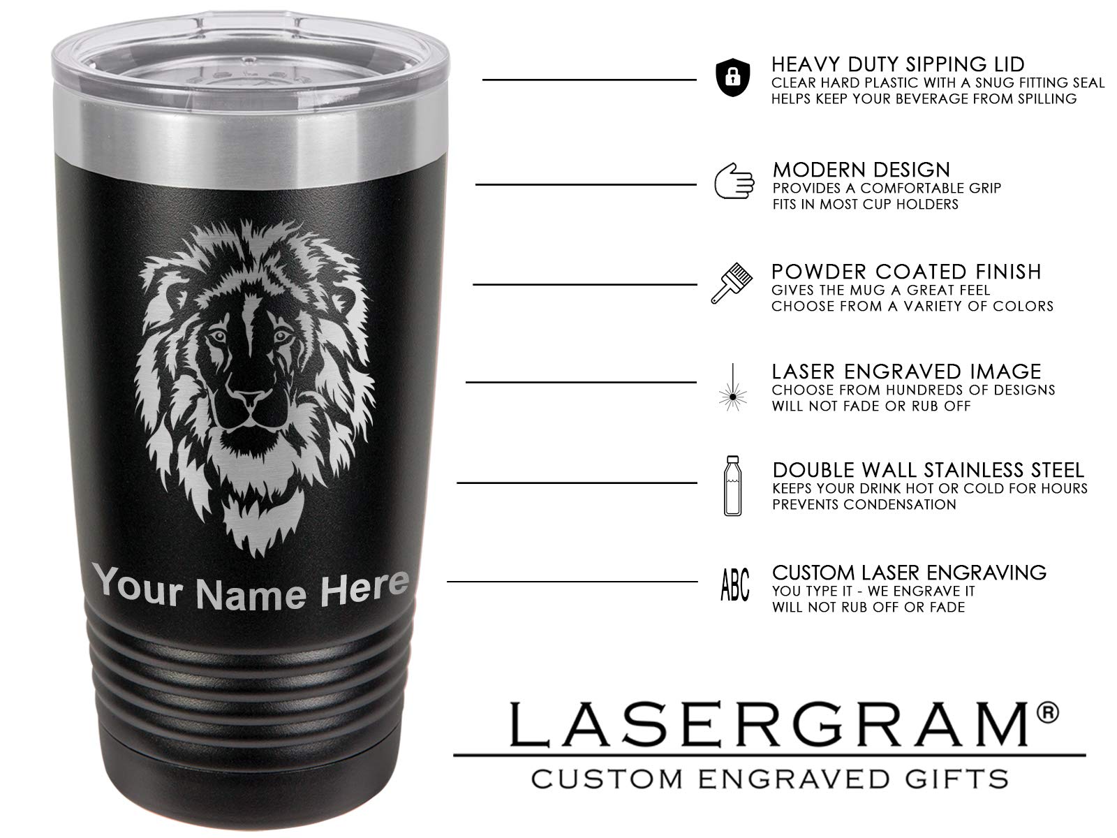 LaserGram 20oz Vacuum Insulated Tumbler Mug, Aztec Calendar, Personalized Engraving Included (Black)
