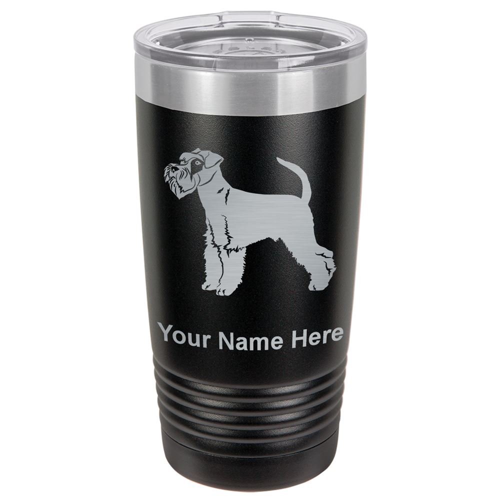 LaserGram 20oz Vacuum Insulated Tumbler Mug, Schnauzer Dog, Personalized Engraving Included (Black)