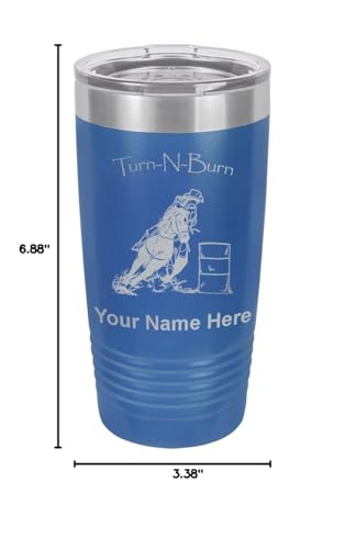 LaserGram 20oz Vacuum Insulated Tumbler Mug, Barrel Racer Turn N Burn, Personalized Engraving Included (Dark Blue)