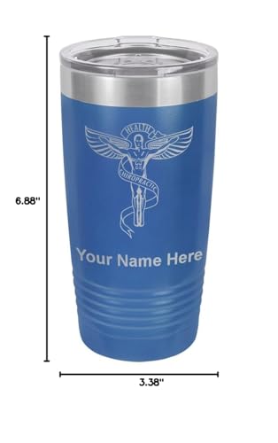 LaserGram 20oz Vacuum Insulated Tumbler Mug, Chiropractic Symbol, Personalized Engraving Included (Dark Blue)