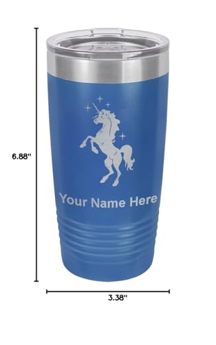 LaserGram 20oz Vacuum Insulated Tumbler Mug, Unicorn, Personalized Engraving Included (Dark Blue)