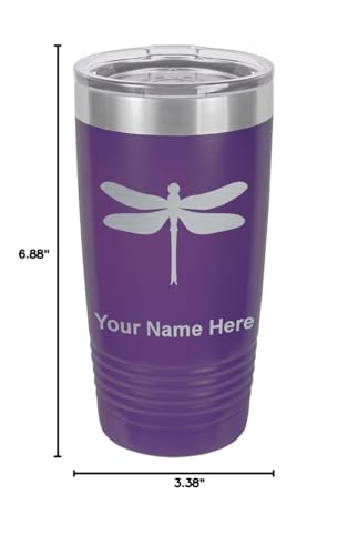 LaserGram 20oz Vacuum Insulated Tumbler Mug, Dragonfly, Personalized Engraving Included (Dark Purple)