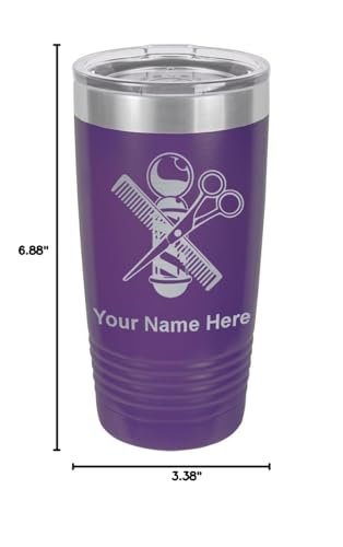 LaserGram 20oz Vacuum Insulated Tumbler Mug, Barber Shop Pole, Personalized Engraving Included (Dark Purple)