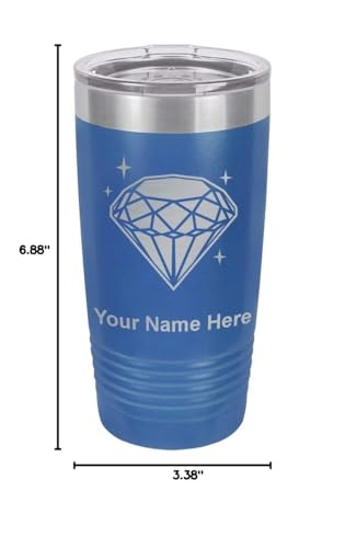 LaserGram 20oz Vacuum Insulated Tumbler Mug, Diamond, Personalized Engraving Included (Dark Blue)