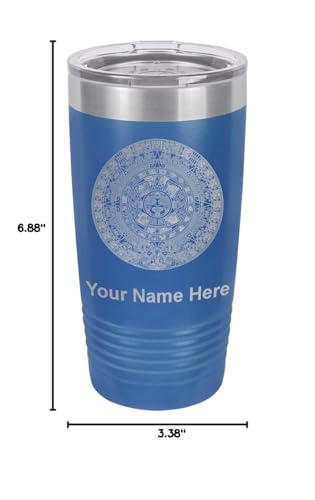 LaserGram 20oz Vacuum Insulated Tumbler Mug, Aztec Calendar, Personalized Engraving Included (Dark Blue)