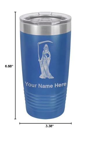 LaserGram 20oz Vacuum Insulated Tumbler Mug, Santa Muerte, Personalized Engraving Included (Dark Blue)