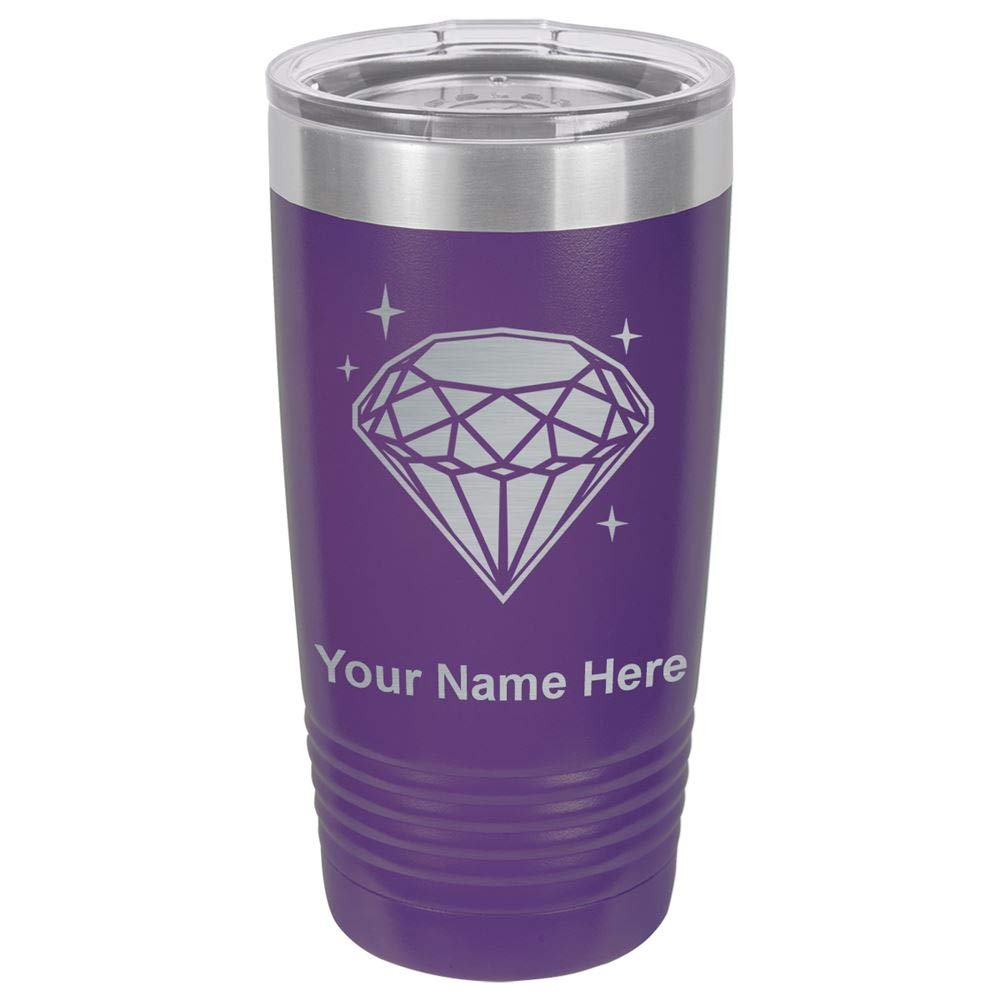 LaserGram 20oz Vacuum Insulated Tumbler Mug, Diamond, Personalized Engraving Included (Dark Purple)