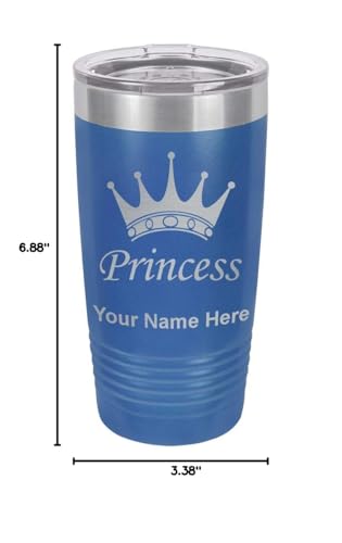 LaserGram 20oz Vacuum Insulated Tumbler Mug, Princess Crown, Personalized Engraving Included (Dark Blue)