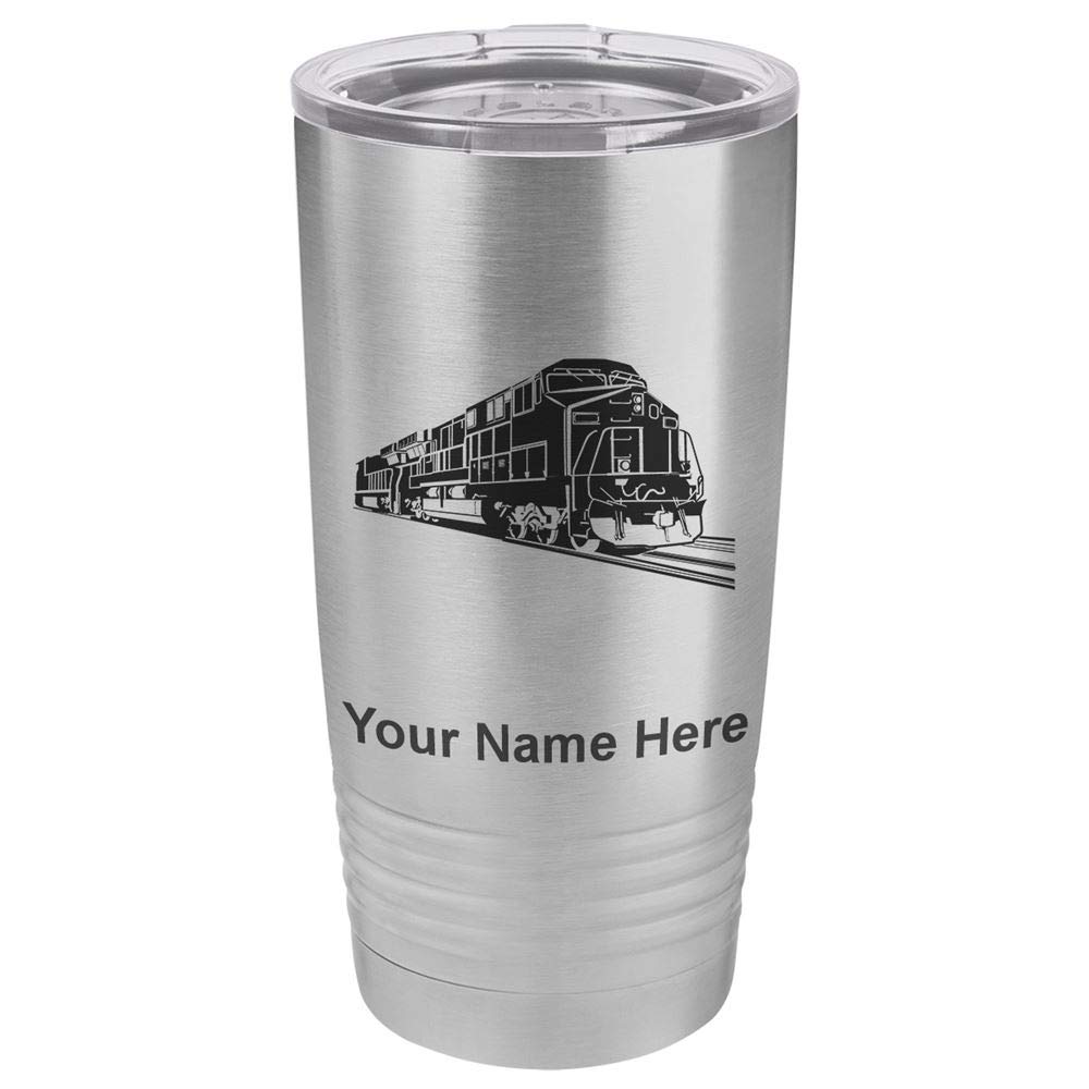 LaserGram 20oz Vacuum Insulated Tumbler Mug, Freight Train, Personalized Engraving Included (Stainless Steel)