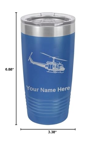 LaserGram 20oz Vacuum Insulated Tumbler Mug, Military Helicopter 2, Personalized Engraving Included (Dark Blue)