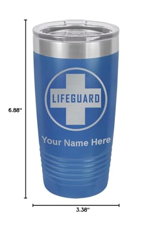 LaserGram 20oz Vacuum Insulated Tumbler Mug, Lifeguard, Personalized Engraving Included (Dark Blue)