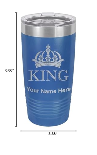 LaserGram 20oz Vacuum Insulated Tumbler Mug, King Crown, Personalized Engraving Included (Dark Blue)