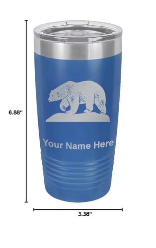 LaserGram 20oz Vacuum Insulated Tumbler Mug, Polar Bear, Personalized Engraving Included (Dark Blue)