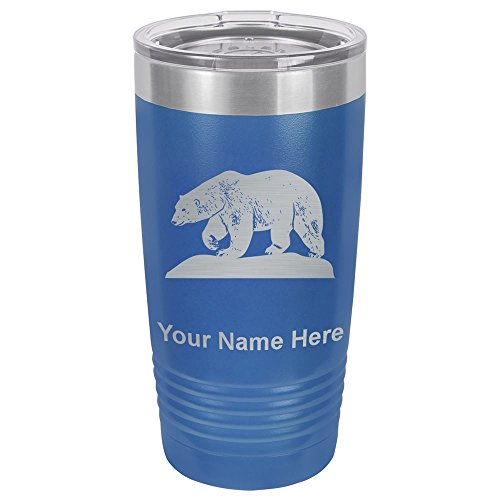 LaserGram 20oz Vacuum Insulated Tumbler Mug, Polar Bear, Personalized Engraving Included (Dark Blue)