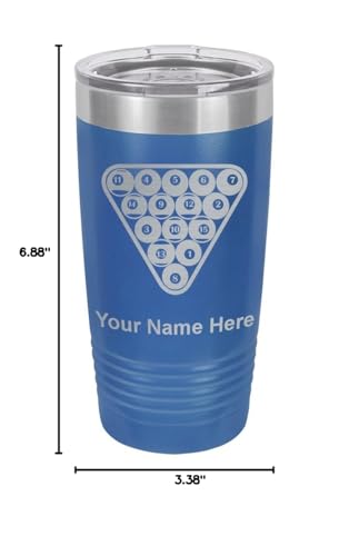LaserGram 20oz Vacuum Insulated Tumbler Mug, Billiard Balls, Personalized Engraving Included (Dark Blue)