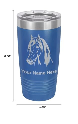 LaserGram 20oz Vacuum Insulated Tumbler Mug, Horse Head 1, Personalized Engraving Included (Dark Blue)
