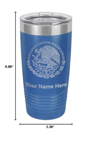 LaserGram 20oz Vacuum Insulated Tumbler Mug, Flag of Mexico, Personalized Engraving Included (Dark Blue)