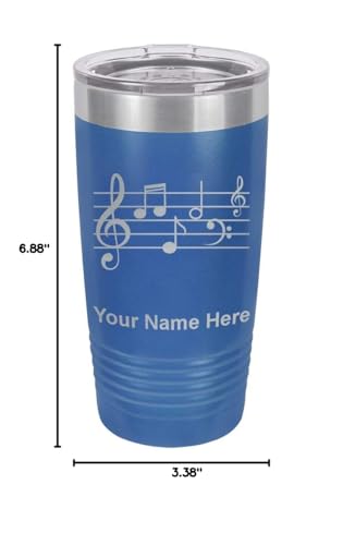 LaserGram 20oz Vacuum Insulated Tumbler Mug, Music Staff, Personalized Engraving Included (Dark Blue)