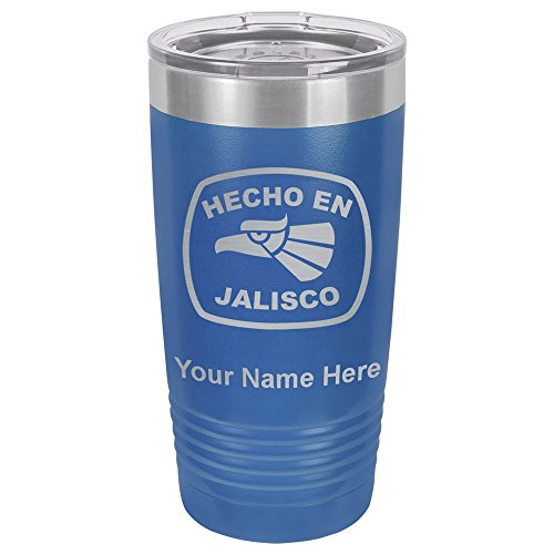 LaserGram 20oz Vacuum Insulated Tumbler Mug, Hecho en Jalisco, Personalized Engraving Included (Dark Blue)